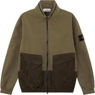 Stone Island Panama Cotton Overshirt - - Jackets - Herren - Gr&uuml;n - L