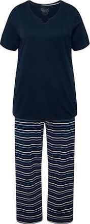 Ulla Popken Pyjama à Rayures 830405 Ensemble de Pijama, Noir, 46-48 Femmes