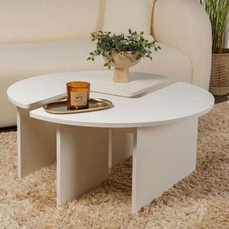 Pier Import Pier Import - Table basse ronde blanche effet bois - design puzzle marfa