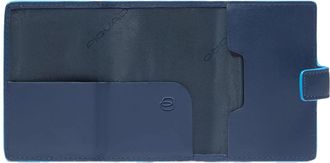 Piquadro Homme, Accessoires, Bleu, Taille: ONE Size Porte-cartes à rabat automatique en cuir et métal avec protection Rfid