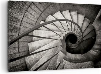 Arttor Bilder auf Leinwand 100x70cm Leinwandbild Treppe Die Architektur Industriell Gro&szlig; Wanddeko Bild Schlafzimmer Deko Wandbilder Dekoration Wohnzimmer Wal