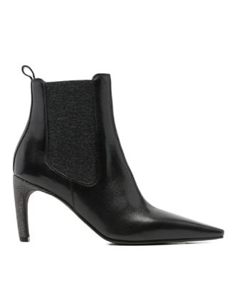 Brunello Cucinelli Brunello Cucinelli Stiefel - Pointed Toe Ankle Boots With Textured Finish - Gr. 37 (EU) - in Schwarz - f&uuml;r Damen