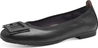 Tamaris Comfort Damen Ballerinas aus Leder Runde Spitze, Schwarz (Black), 39 EU