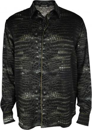 Roberto Cavalli Homme, Chemises, Brun, Taille: L Caiman Print Shirt