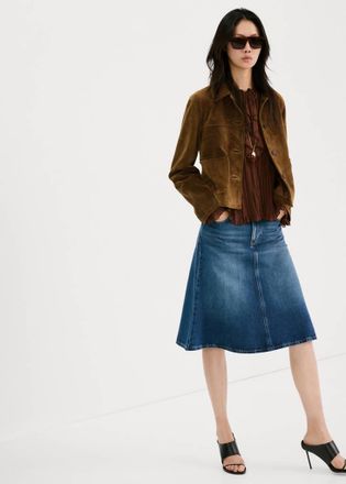 Mango Wildlederjacke mit Kn&ouml;pfen aus Veloursleder tobacco-braun - Damen - XXL - MANGO