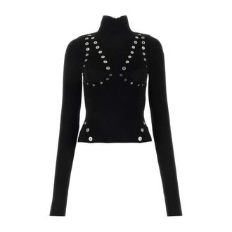 Off-white Verzierter Langarmpullover mit hohem Kragen - - Knitwear - Damen - Schwarzk - M