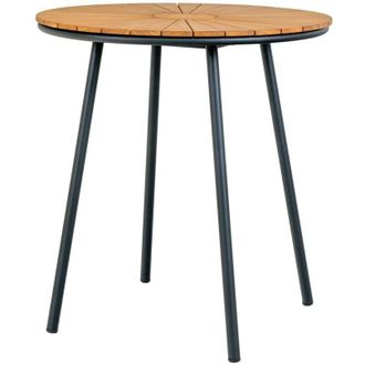 ebuy24 Cleveland table de caf&eacute; &Oslash;70cm ext&eacute;rieur teck,noir