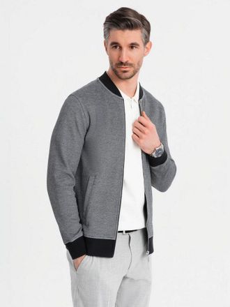Ombre Sweatjacke Bomberjacke aus Piqu&eacute;-Strick f&uuml;r M&auml;nner