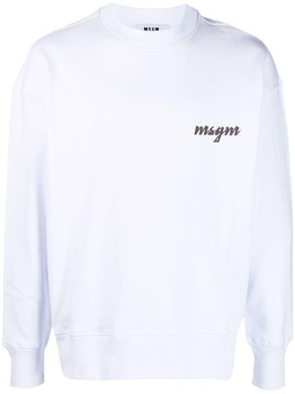 Msgm sweat en coton à logo imprimé - Blanc