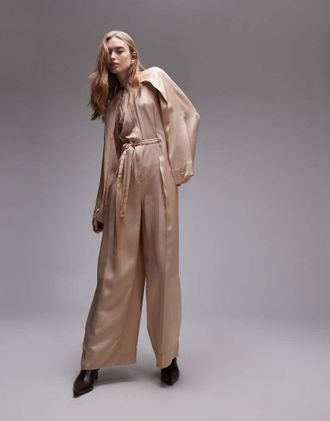 & Other Stories Combinaison &agrave; taille nou&eacute;e avec manches fendues - Beige-Neutre