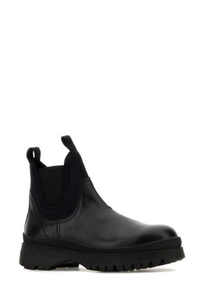 Prada Mens Black Leather Ankle Boots Nero Vitello-Ea Ny Pl Pu Stivali