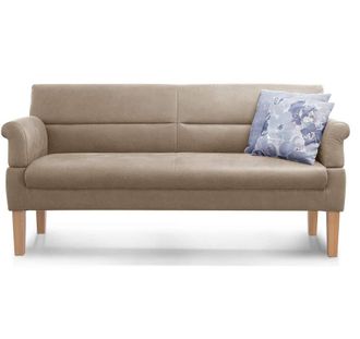 Cavadore Cavadore 3-Sitzer Sofa Kira mit Federkern / Sitzbank f&uuml;r K&uuml;che, Esszimmer / Inkl. Armteilfunktion / 189 x 94 x 81 / Lederoptik beige