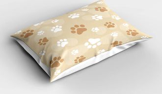 Abakuhaus Erdfarben Kissenbezug, Baby Hund Pet Pfoten, Dekorativer Standard King Size Gedruckter Kissenbezug, 80 x 40 cm, Blasser Karamell Weiß Beige