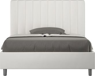 Les Tendances Lit capitonn&eacute; design italien 120x190 cm simili cuir blanc Nighty
