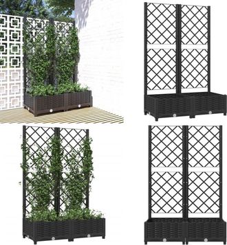 vidaXL Vidaxl - Jardini&egrave;re avec treillis Noir 80x40x121,5 cm pp - Jardinierre - Pot De Fleurs - Plante Grimpante - Support V&eacute;g&eacute;tal - D&eacute;coration Ext&eacute;rieur