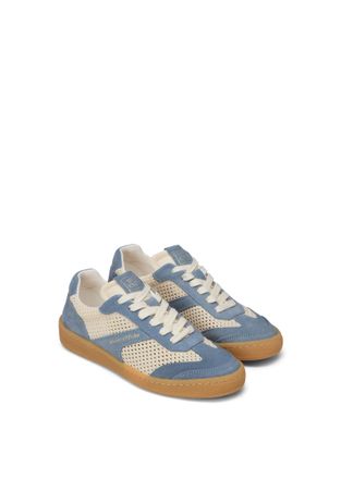Marc O'Polo Sneaker MARC OPOLO Court, Damen, Gr. 38, hellblau, creme, Lederimitat, Mesh, Veloursleder, Schuhe Sneaker, Basket Sneaker, Halbschuh, Schn&uuml;rschuh mit 