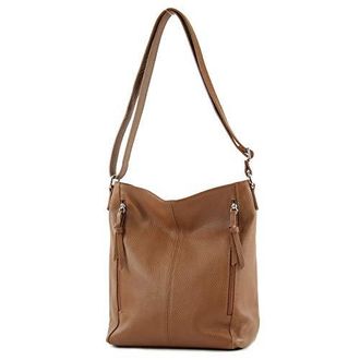 modamoda.de T195 - sac &agrave; bandouli&egrave;re/&eacute;paule en cuir italien, Couleur:cognac