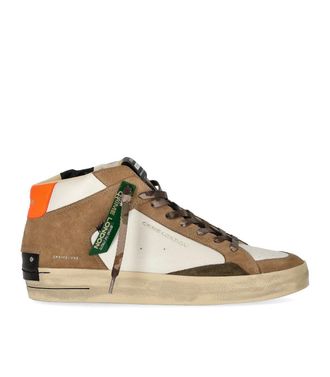 Crime London BASKETS SK8 DELUXE MID BEIGE ET BLANC CRIME LONDON