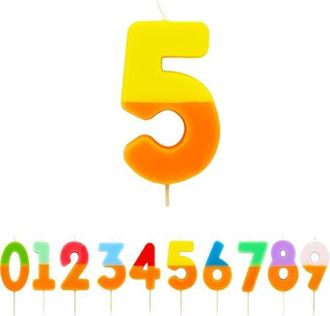 Talking Tables Orange und Gelb Kerze Zahl 5 f&uuml;r Kuchen | Bunte Geburtstagstortenaufsatz Dekorationen f&uuml;r Kinderparty, Jungen 5., 15., 50., M&auml;dchen, Jahrestag, Meilen