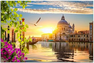 Wallario Outdoor-Poster f&uuml;r Garten oder Balkon Italienischer Sommerabend, Motivbanner Gr&ouml;&szlig;e: ca. 60 x 90 cm, Outdoor-Bild