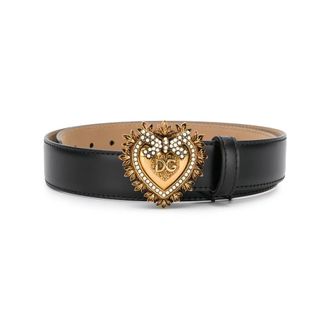 Dolce & Gabbana Femme, Accessoires, Noir, Taille: 80 CM Devotion Belt in Lux Leather