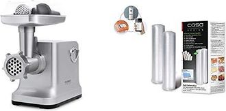 Caso FW2000 Elektrischer Fleischwolf, inkl. Spritzgebäck, Aufsatz 800 W nominal, 2000 W locked, ca. 2kg/ Minute, Alu Guss Gehäuse, starker Motor & Profi- F