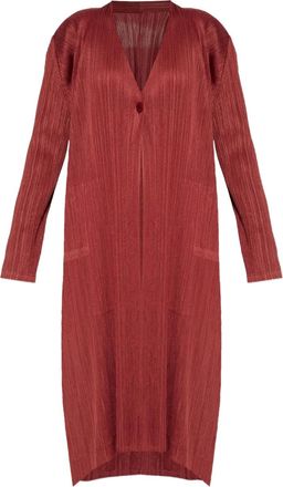 Pleats Please Issey Miyake Monthly Colors: October Mantel mit Falten - Rot