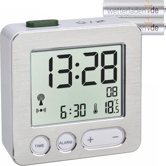 TFA Dostmann 60.2545 Digitaler Funk-Wecker, Silber mit Aluminiumfront