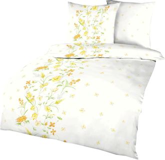 Kaeppel Edel Seersucker Bettwäsche 135x200cm 2 TLG. Viola Blütenmeer Gelb Grün Weiß