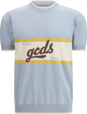 GCDS Logo Script Rundhals-Pullover - - Knitwear - Herren - Blau - L