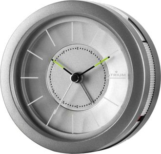 Atrium moderner Design Wecker Analog Quarz ohne Ticken mit Licht und Snooze Grau Silber Rund A106-4