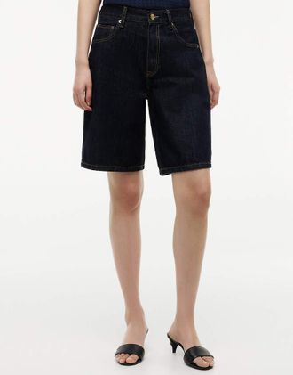 Tommy Hilfiger Bermuda droit en jean &agrave; taille haute - Bleu fonc&eacute;