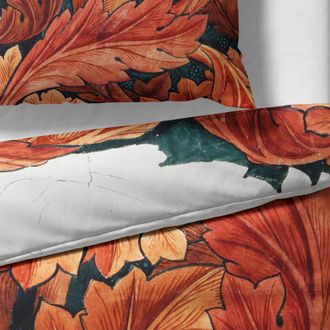 Paul Sinus Art Sinus Art Bettw&auml;sche 135x200 cm + 80x80 cm - Herbstliches Bl&auml;ttermuster in warmem Orange, Kupfer und Dunkelgr&uuml;n - Mikrofaser - weich, b&uuml;gelfrei & pfle
