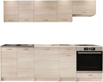 Dmora Komplettküche Camerino, Kompaktes und funktionales Set mit Türen und Schublade, Eiche