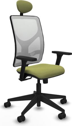 Piqueras y Crespo B&uuml;rostuhl, gr&uuml;n, mit 3D-Armlehnen, h&ouml;henverstellbarer Lendenwirbelst&uuml;tze und festem Kopfteil, ausgestattet mit Sincro 3 Positionen und Schneideschaum,