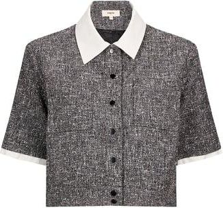 Suncoo Top manches courtes &agrave; strass argent&eacute;s