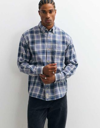 Abercrombie & Fitch Oversize-Flanellhemd in blau kariert
