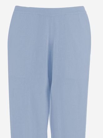 Allude Womens Wool And Cashmere Pants Light Blue Virgin Trousers