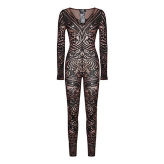 Wolford Braunes Paisley V-Ausschnitt Kleid - - Jumpsuits & Playsuits - Damen - Braun - M