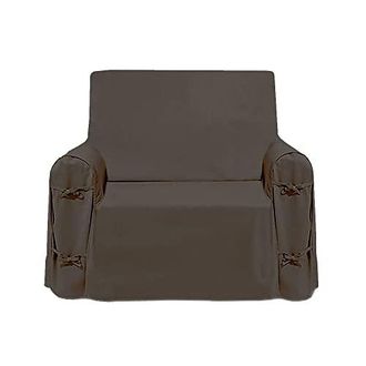 Soleil d'Ocre Housse de Fauteuil en Coton Panama Taupe, 90x270 cm