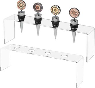 Generic Weinkorkenhalter | 2-teiliges Flaschenverschluss-Display | Transparenter rutschfester Ebenen-Organizer mit 4 Schlitzen f&uuml;r K&uuml;che und B&uuml;ro