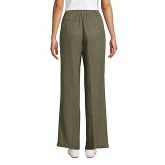 Lands End Leinenhose High Waist mit weitem Bein, Damen, Gr&ouml;&szlig;e:46 regular, Gr&uuml;n, Leinen, by Lands End