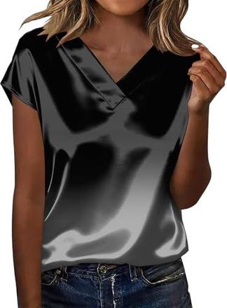 Generic T-shirt d&eacute;contract&eacute; &agrave; manches courtes et col rond pour femme - L&eacute;ger - Pour l&eacute;t&eacute; - Doux et respirant - Pour le quotidien, les voyages, les loisirs, No