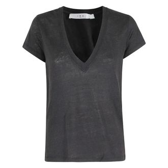 Iro Iro, Femme, Tops, Noir, Taille: 38 FR T-shirt en lin l&eacute;ger
