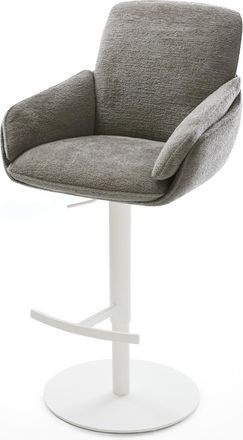 DELIFE Barstuhl Luan-Flex Boucl&eacute; Soft Schlamm Drehfu&szlig; h&ouml;henverstellbar Metall Wei&szlig;, Barst&uuml;hle