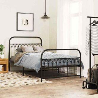 vidaXL Bettgestell mit Kopf- und Fu&szlig;teil Metall Schwarz 107x203 cm Vidaxl