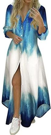 Generic Robes minceur 2026 col en V longue robe chemise &agrave; lacets corps femmes hanches slim wrap imprim&eacute; mode femmes, l, L