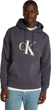 Calvin Klein Herren Hoodie Seasonal Monologo Regular aus Baumwolle, Grau (Ebony), 4XL
