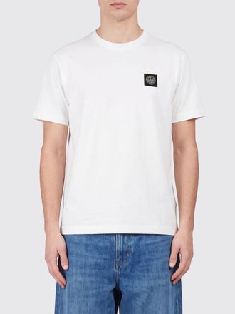 Stone Island T-shirt en coton avec patch logo Compass sur la poitrine