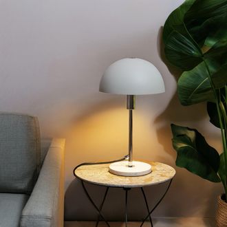 Lightbox Pilz-Tischlampe | 36 cm H&ouml;he, &Oslash; 20 cm | Home Office Schreibtischlampe mit Schalter & Standfu&szlig; aus Travertine Stein | als Nachttischlampe, B&uuml;ro Zubeh&ouml;r